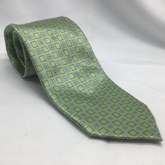 Club Room | Accessories | Club Room Silk Tie Green Geometric Floral 35 ...
